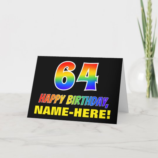 64th Birthday: Bold, Fun, Simple, Rainbow 64 Card | Zazzle.com