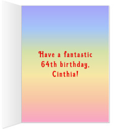 64th Birthday: Fun Cake & Candles, w/ Custom Name Card | Zazzle