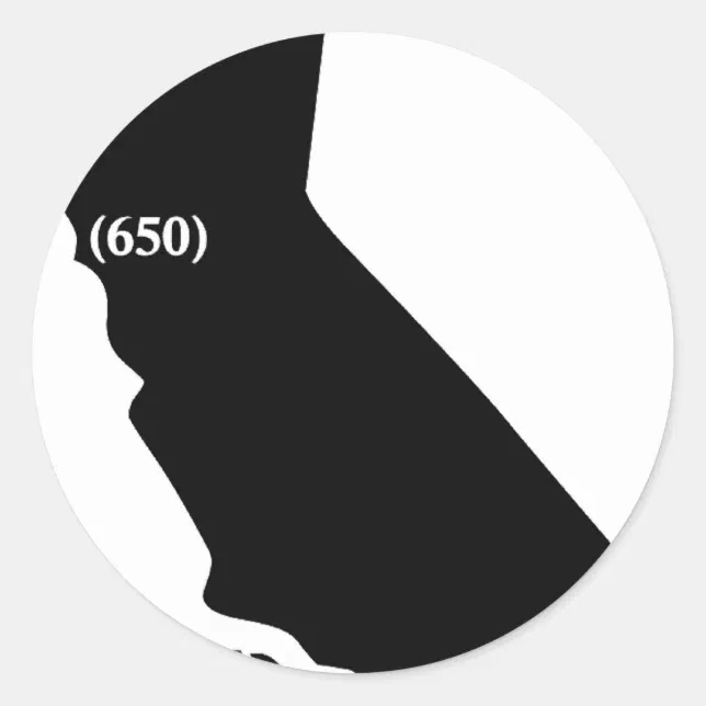 650 Area Code Tshirt, Bay Area, California Classic Round Sticker | Zazzle