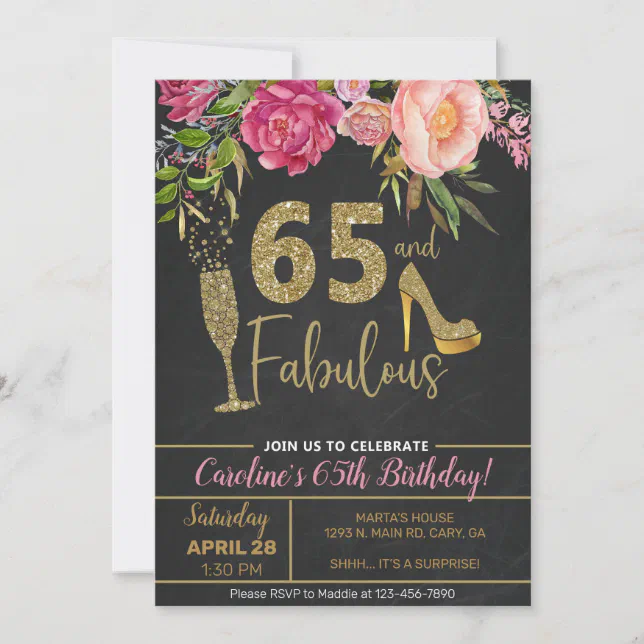 65 and fabulous adult woman birthday invitation. invitation | Zazzle