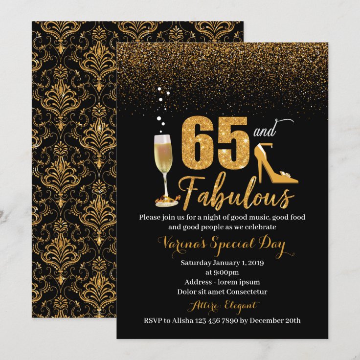 65 and Fabulous Birthday Invitation for Women | Zazzle