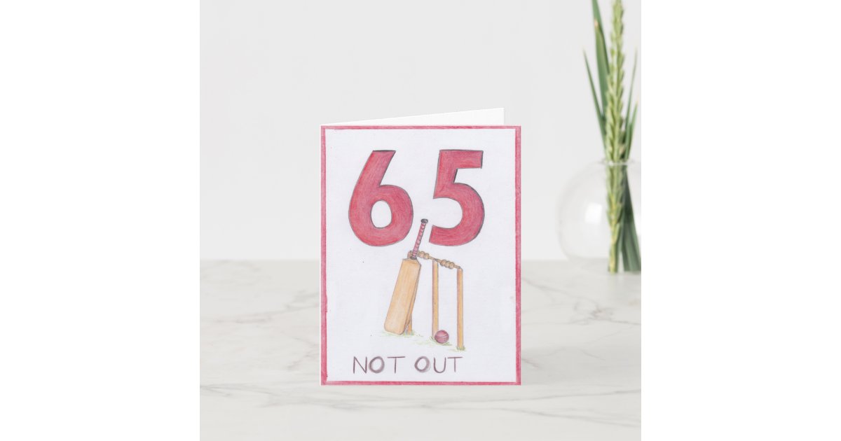 65 and not out, cricket birthday card | Zazzle
