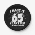 65 Year Old Sarcastic Meme Funny 65th Birthday Paper Plates | Zazzle
