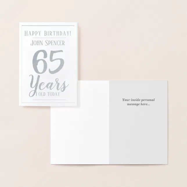 65 Years Old. Stylish Design. Foil Card | Zazzle