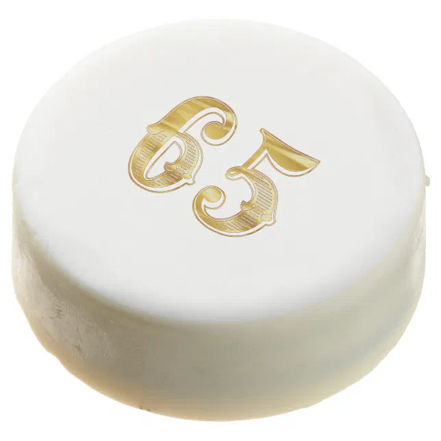 65th Anniversary 65 Birthday Gold White Cookie | Zazzle