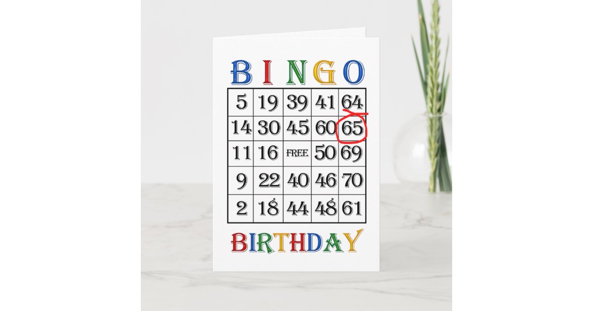 65th Birthday Bingo card | Zazzle