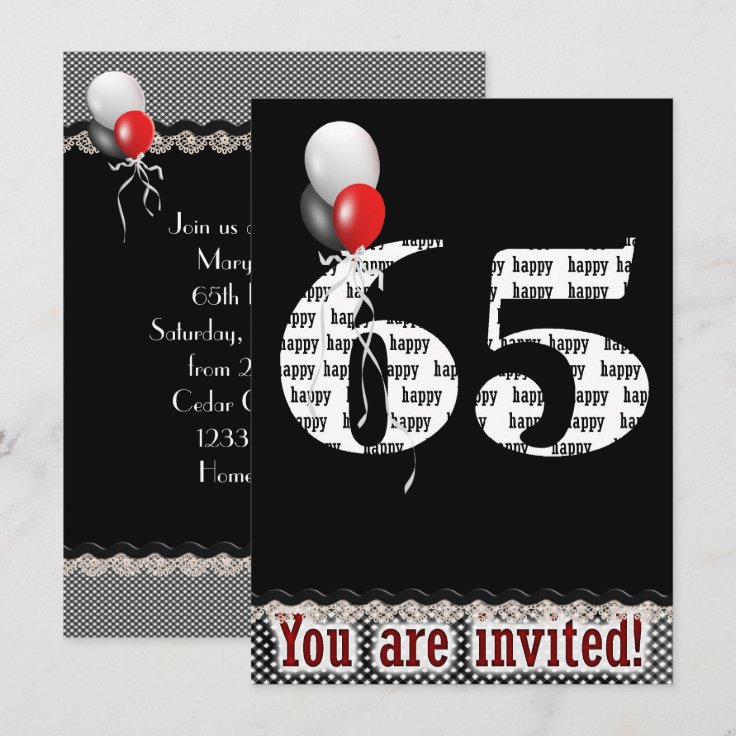 65th Birthday Invitation | Zazzle