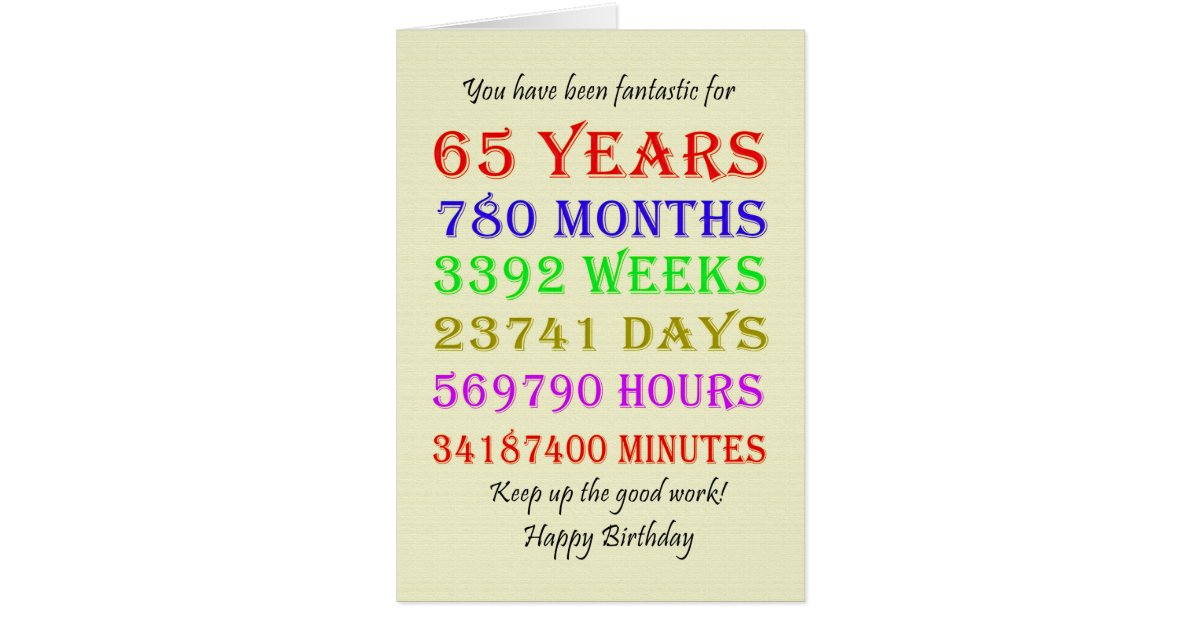 65th Birthday Milestones | Zazzle