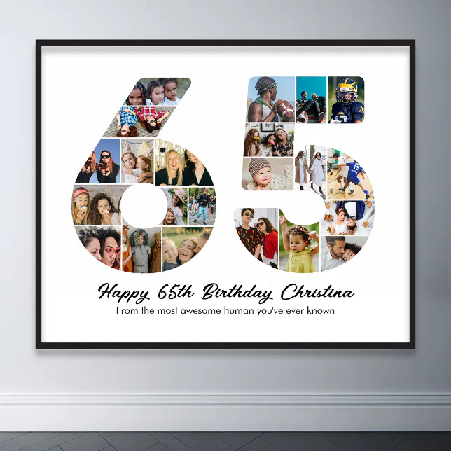 65th Birthday Number 65 Photo Collage Anniversary Poster | Zazzle
