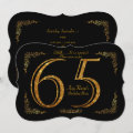 65th,Birthday party 65th,great Gatsby,black & gold Invitation | Zazzle