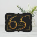 65th,Birthday party 65th,great Gatsby,black & gold Invitation | Zazzle