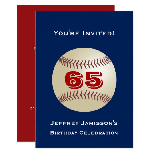 65th Birthday Party Invitation Baseball | Zazzle.com