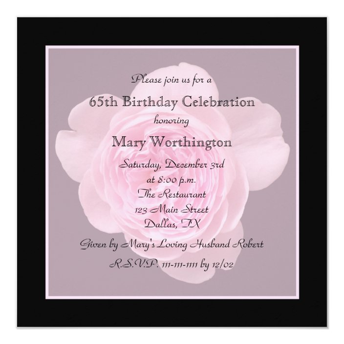 65th Birthday Party Invitation Rose for 65th | Zazzle.com