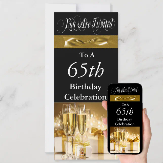 65th Birthday Party Personalized Invitation | Zazzle