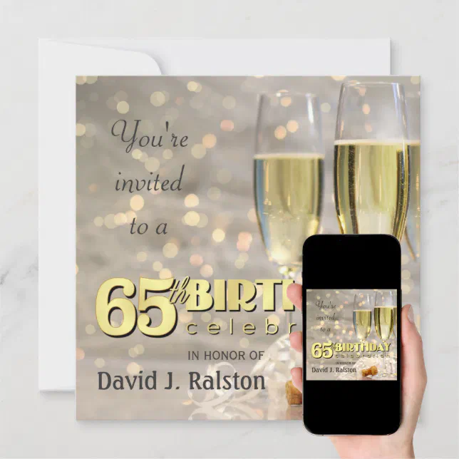 65th Birthday Party - Personalized Invitations | Zazzle