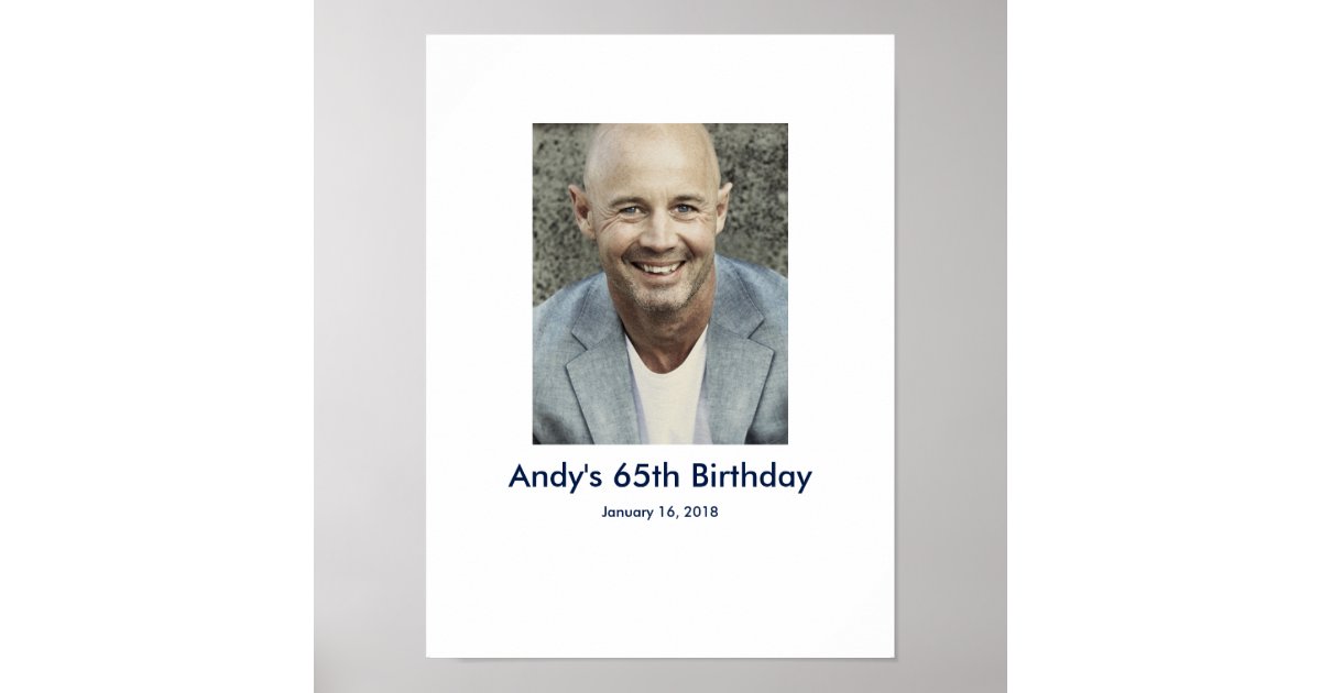 65th Birthday photo custom Sign In Party Board 65 | Zazzle