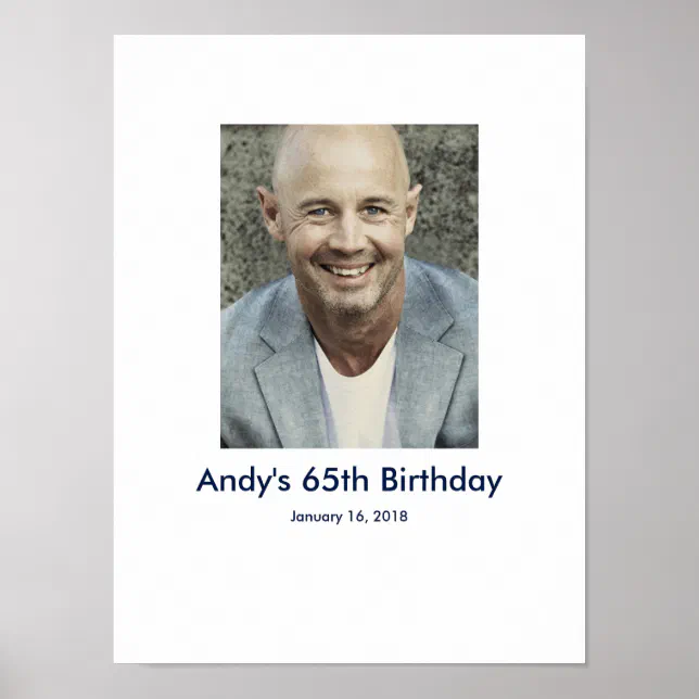 65th Birthday photo custom Sign In Party Board 65 | Zazzle