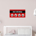 65th Birthday Red Black White Stars Banner V65S Poster | Zazzle