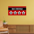 65th Birthday Red Black White Stars Banner V65S Poster | Zazzle