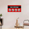 65th Birthday Red Black White Stars Banner V65S Poster | Zazzle