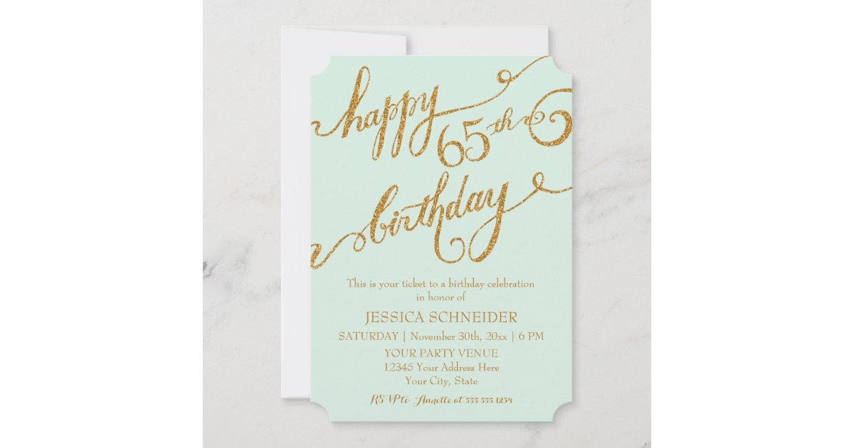 65th, Sixtyfifth Birthday Party Ticket Celebration Invitation | Zazzle