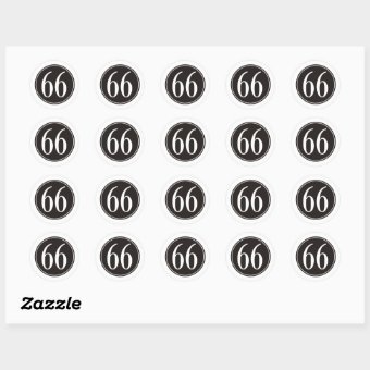 #66 Black Circle Classic Round Sticker | Zazzle