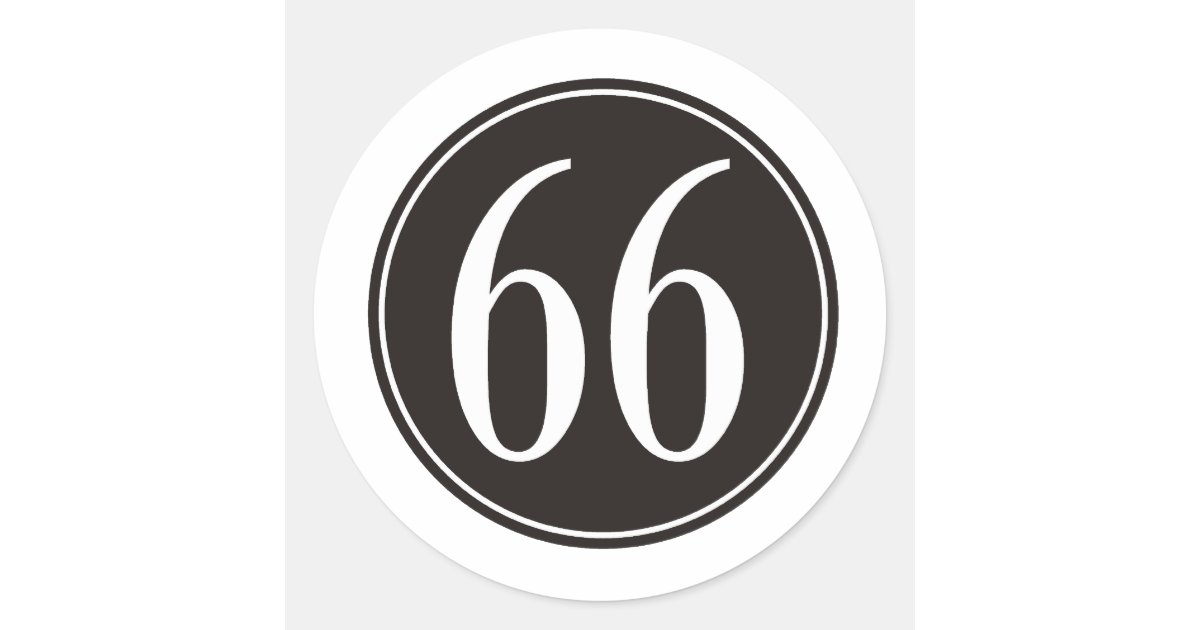 #66 Black Circle Classic Round Sticker | Zazzle