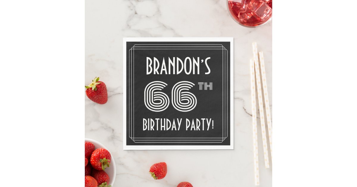 66th Birthday Party: Art Deco Style + Custom Name Napkins | Zazzle
