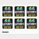 66th Birthday: Rainbow “66”; Custom Photos & Name Square Sticker | Zazzle