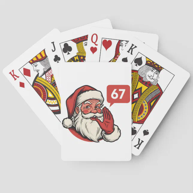 67 Christmas Merry Six Seven Brainrot Santa Claus Poker Cards | Zazzle