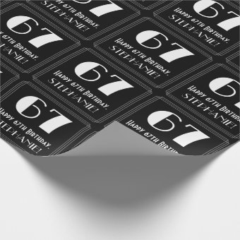 67th Birthday - Art Deco Inspired Look "67", Name Wrapping Paper | Zazzle