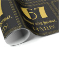 67th Birthday ~ Art Deco Inspired Look "67", Name Wrapping Paper | Zazzle