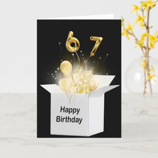 67th Birthday Balloons In White Box Card | Zazzle