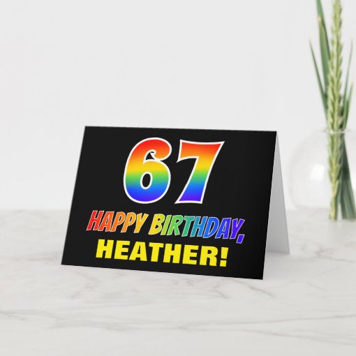 67th Birthday: Bold, Fun, Simple, Rainbow 67 Card | Zazzle