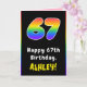 67th Birthday: Colorful Rainbow # 67, Custom Name Card | Zazzle