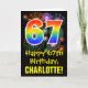 67th Birthday: Fun Fireworks Pattern + Rainbow 67 Card | Zazzle