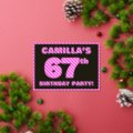 67th Birthday Party — Bold, Fun, Pink Stripes # 67 Foil Invitation | Zazzle