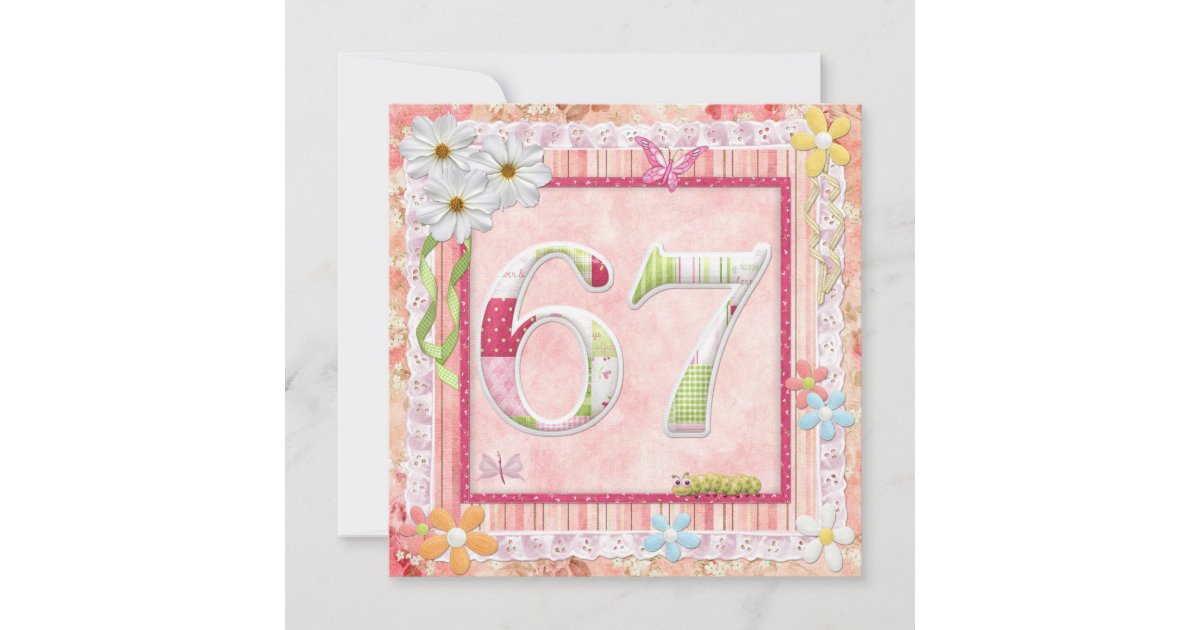 67th birthday party scrapbooking style invitation | Zazzle