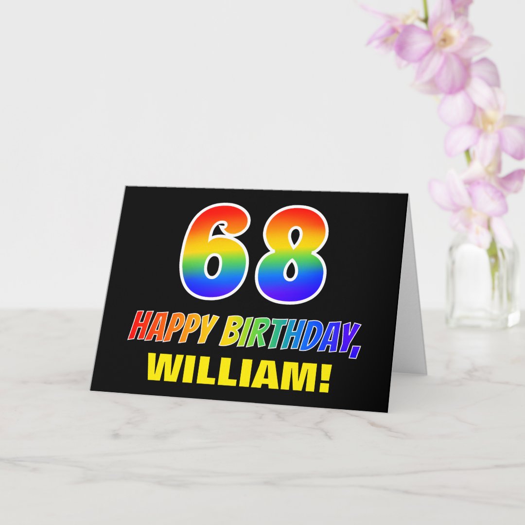 68th Birthday: Bold, Fun, Simple, Rainbow 68 Card | Zazzle