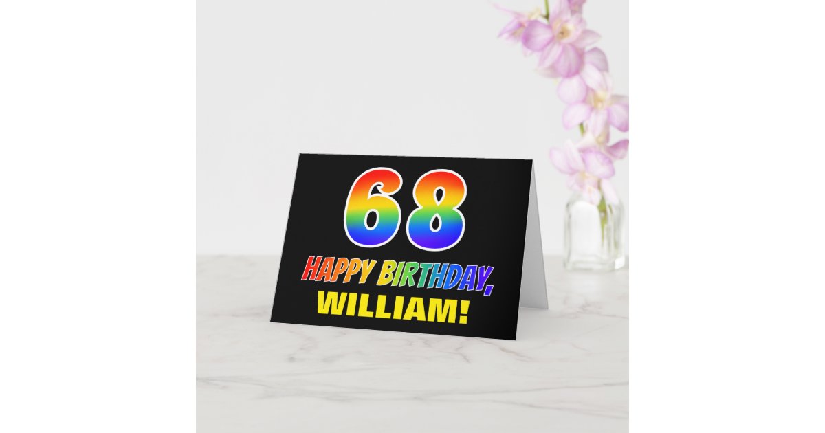 68th Birthday: Bold, Fun, Simple, Rainbow 68 Card | Zazzle