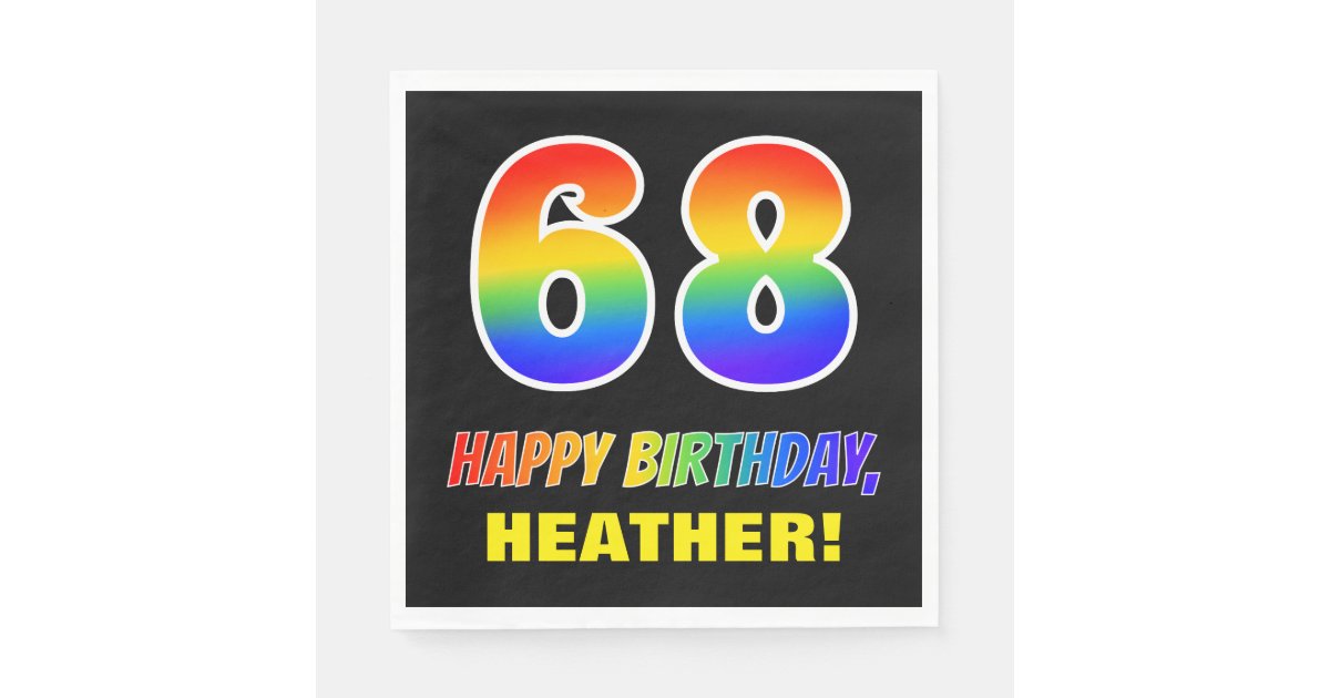 68th Birthday: Bold, Fun, Simple, Rainbow 68 Napkins | Zazzle