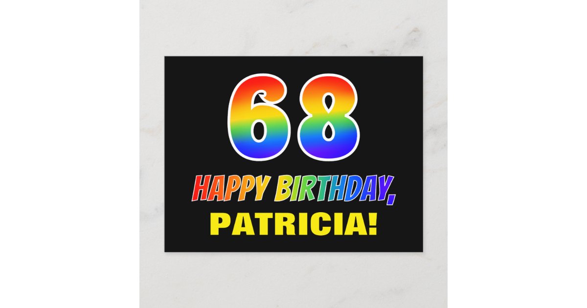 68th Birthday: Bold, Fun, Simple, Rainbow 68 Postcard | Zazzle