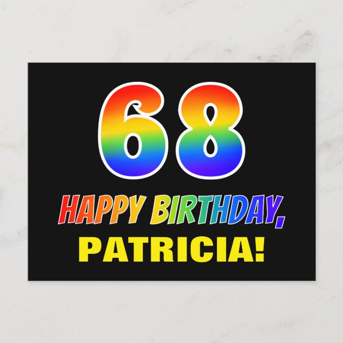 68th Birthday: Bold, Fun, Simple, Rainbow 68 Postcard | Zazzle.com