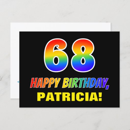 68th Birthday: Bold, Fun, Simple, Rainbow 68 Postcard | Zazzle