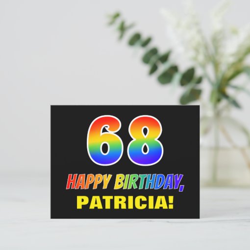 68th Birthday: Bold, Fun, Simple, Rainbow 68 Postcard | Zazzle
