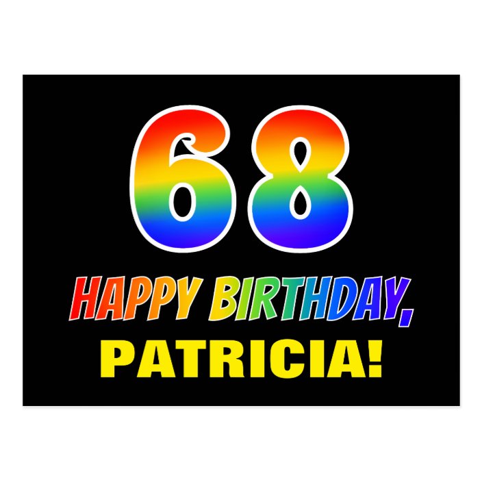 68th Birthday: Bold, Fun, Simple, Rainbow 68 Postcard | Zazzle.com