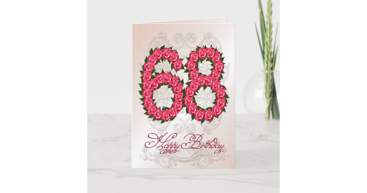 68th birthday card with roses and leaves | Zazzle.com