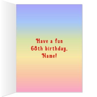 68th Birthday: Fun Cake & Candles, w/ Custom Name Card | Zazzle