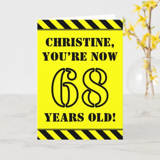 68th Birthday: Fun Stencil Style Text, Custom Name Card | Zazzle