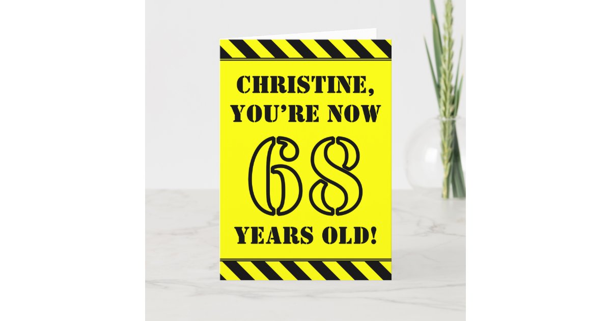 68th Birthday: Fun Stencil Style Text, Custom Name Card | Zazzle
